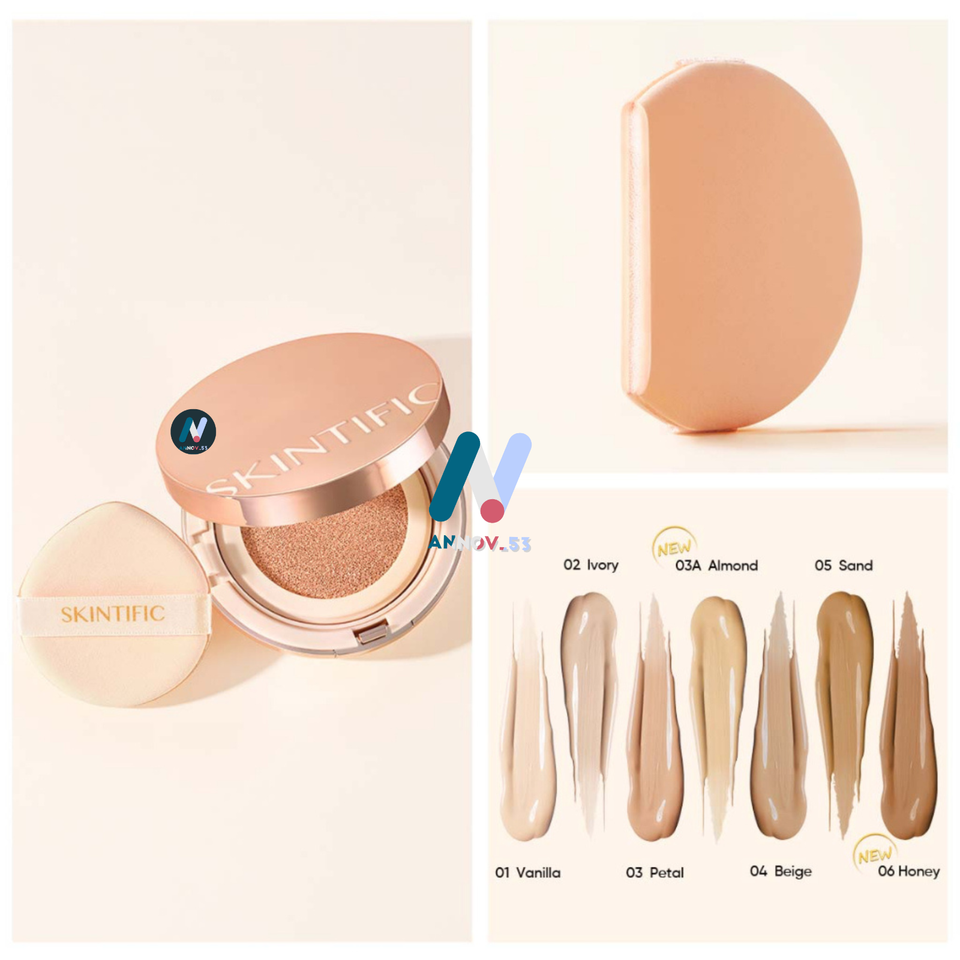 SET 2: SKINTIFIC Full Coverage Perfect Cushion 02 IVORY+ Refill SPF35 ...