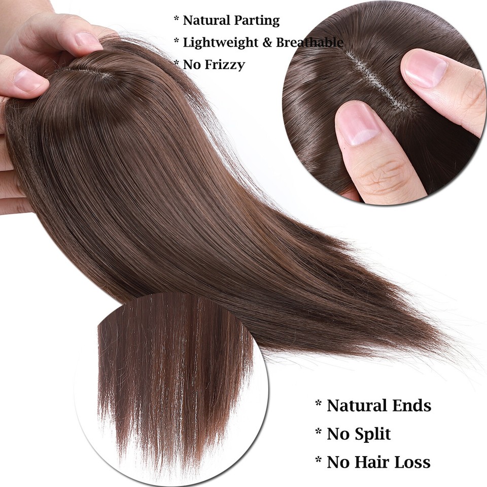 100% Real as Human Hair Topper Toupee Clip in Hairpiece Top Bangs ...