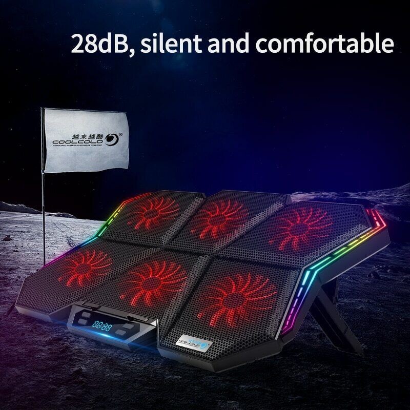 Coolcold gaming RGB laptop cooling pad Led Screen cooler stand with 6 ...