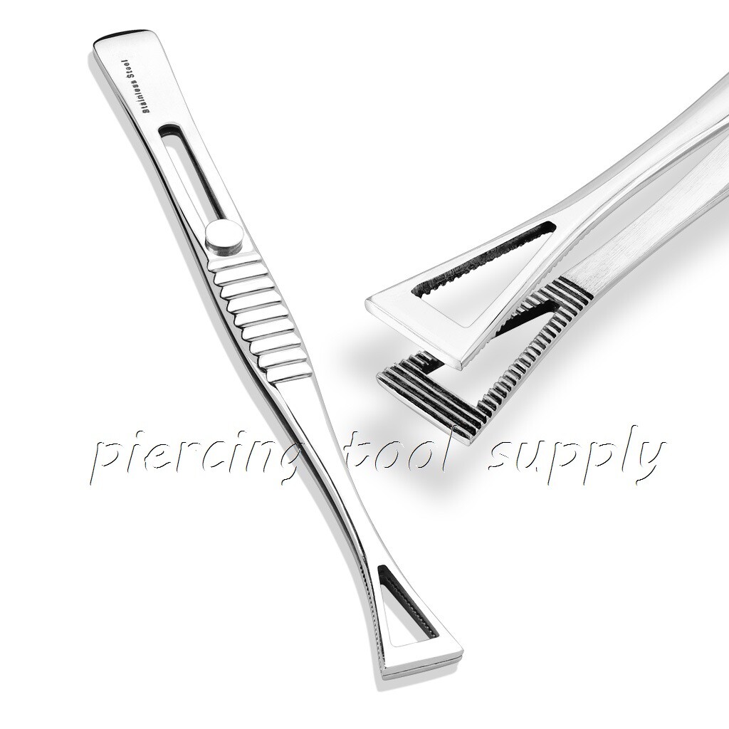 Triangular-Jaw Standard Pennington Non-Slotted Tweezer Body Piercing ...