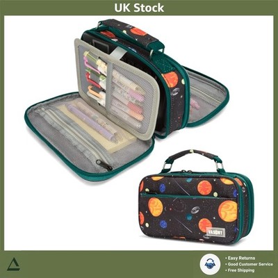 Stylish Space Colored Pencil Pouch with 3 Compartments - Durable ...