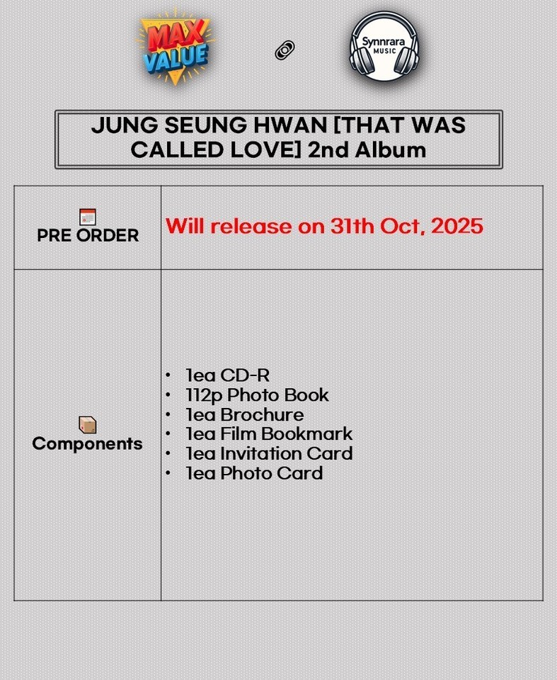 JUNG SEUNG HWAN [THAT WAS CALLED LOVE] 2nd Album/CD+Photo Book+Mark+3 ...