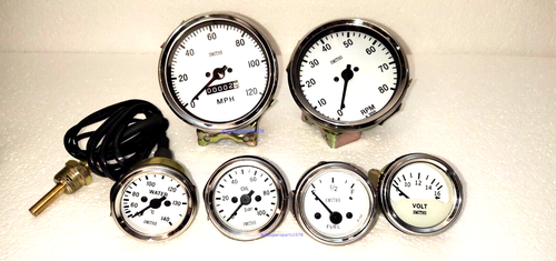 Smiths 52mm Kit Temp C Oil Fuel Volt Gauge + Speedo 0-120MPH + 0-80 RPM ...