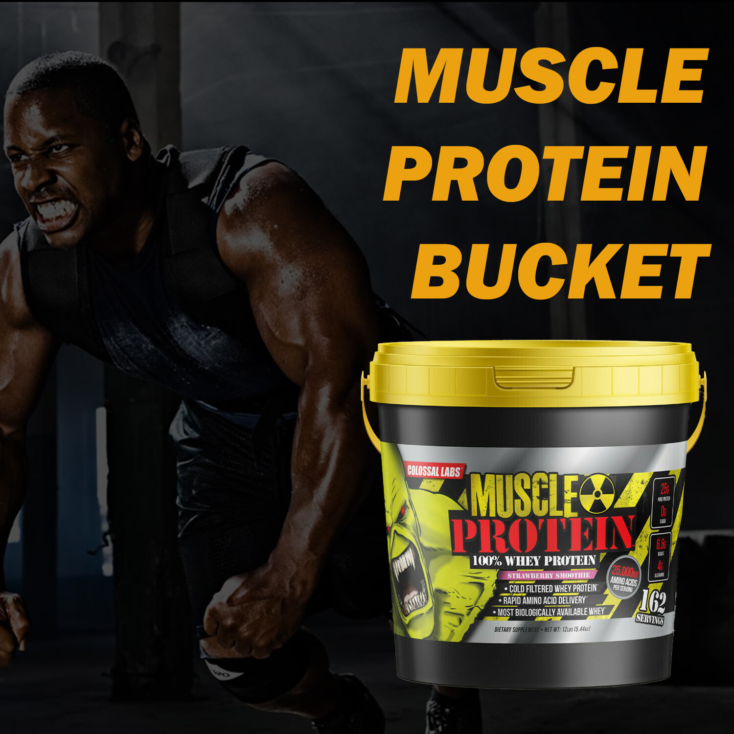 Colossal Labs Whey Protein Powder 12lb 162 Servings Muscle Mass Gain ...