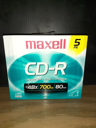 5 Pack - Maxell CD-R 80 Min 700 mb CD/DVD-ROM & CD/DVD Players ...