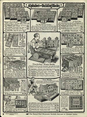 1919 PAPER AD Alphabet Toy Play Blocks Wood Wooden Tyro Wonder Blocks ...