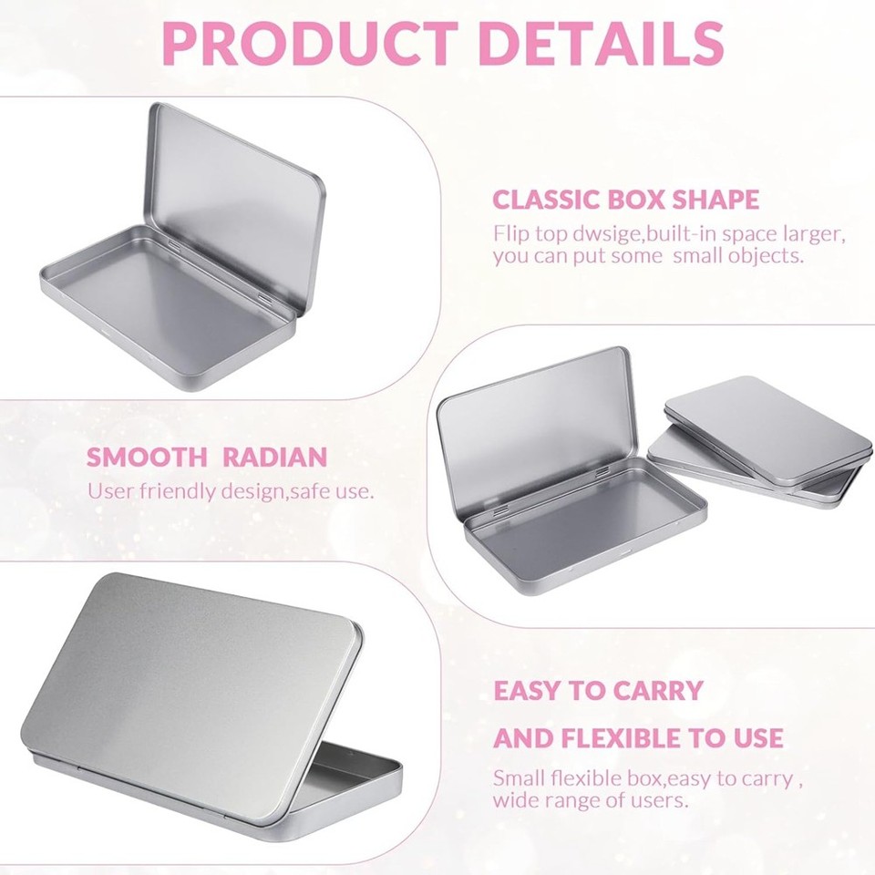 Rectangular Metal Tin Box with Lid Metal Hinged Lid Tin Metal Empty Tin ...