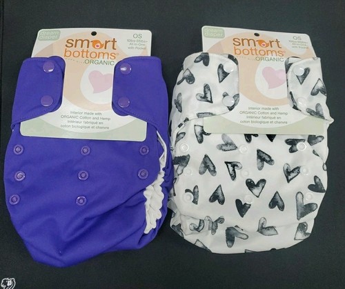 New Smart Bottoms 2 Pack Organic Cotton Cloth Diapers 10-35 Lbs 3-in ...