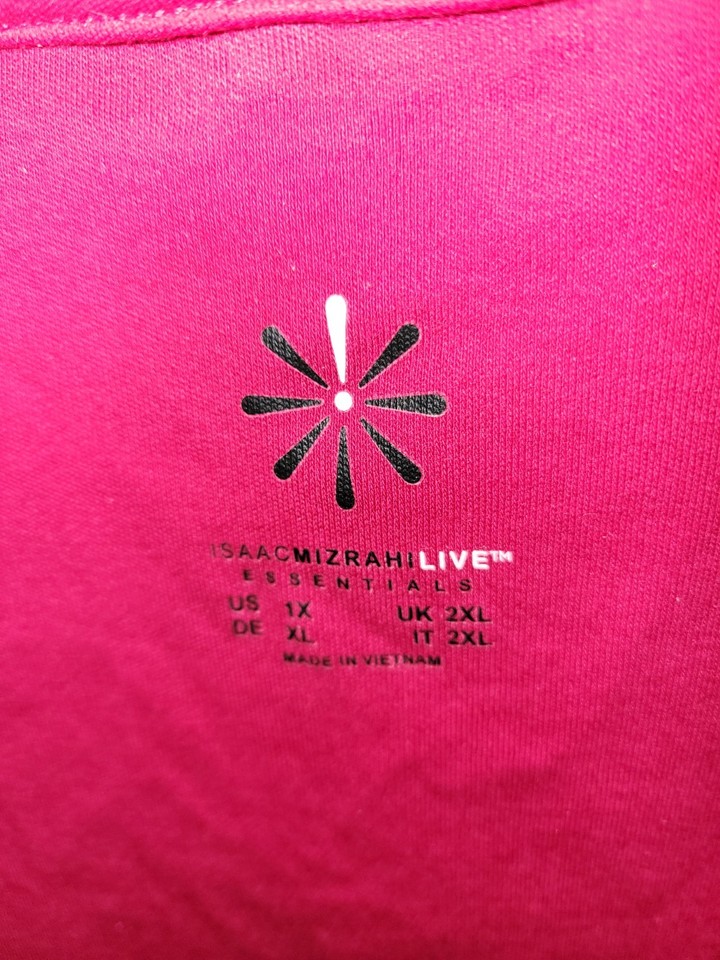 Isaac Mizrahi Live! Knit Button Front Shirt Stretch Ruby Red 1X NEW | eBay