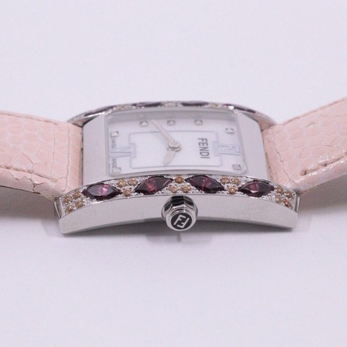 FENDI Classico 7000L Quartz White Shell Dial Stone Pink Leather Women's ...