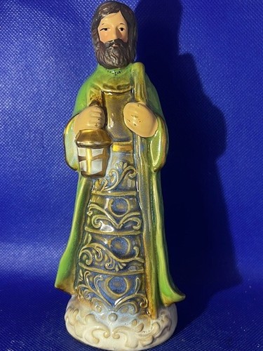 Glazed Ceramic Christmas Nativity Joseph with Staff 7" Tall Figurine | eBay
