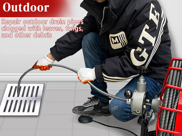 100' x 1/2" Drain Cleaner Electric Sewer Snake Cleaning Machine 110V w ...