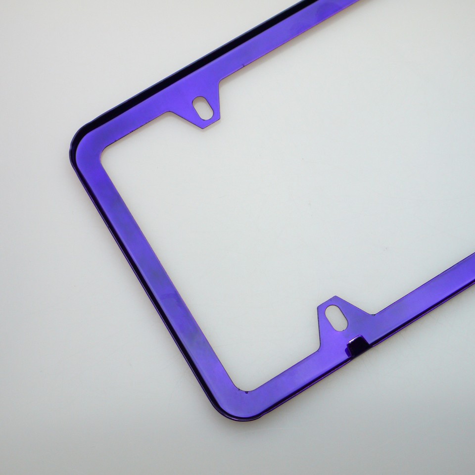 Slim Stainless Steel Chrome Purple License Plate 4 Hole Frame Light ...