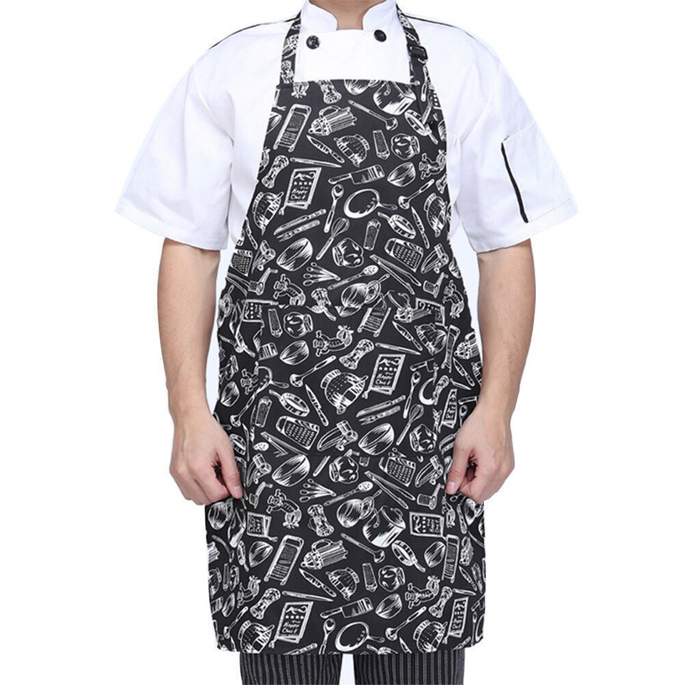 Men Women Cooking Kitchen Restaurant Chef Adjustable Bib Apron Dress ...