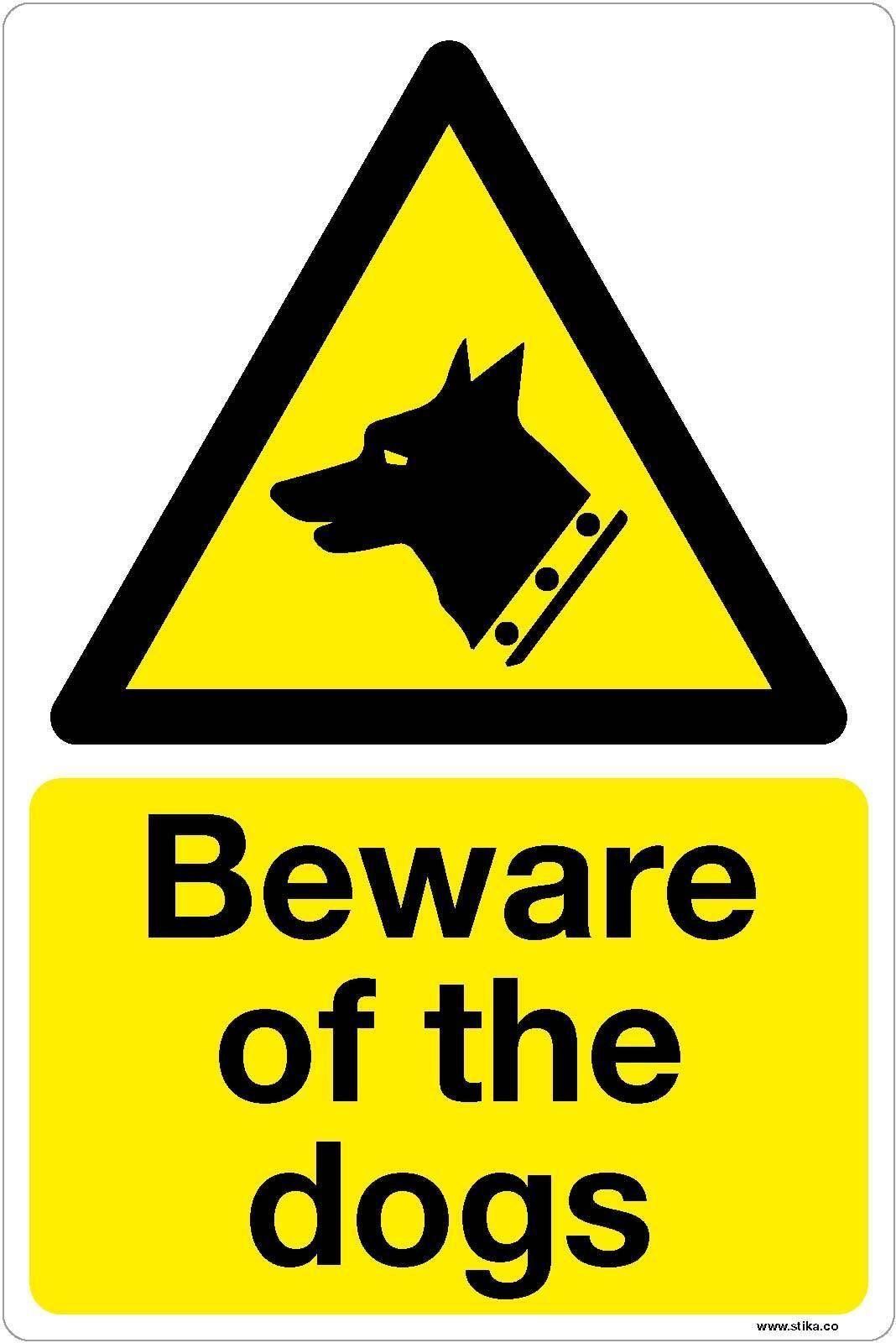 Beware of the dogs Sign 10x15cm Warning Hazard Self-adhesive Vinyl ...