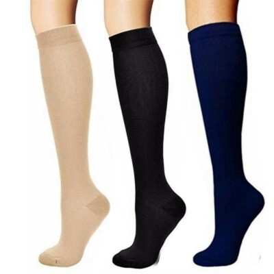 3 Pack Bamboo Compression Socks (8-15mmHg) Moisture Wicking Support ...