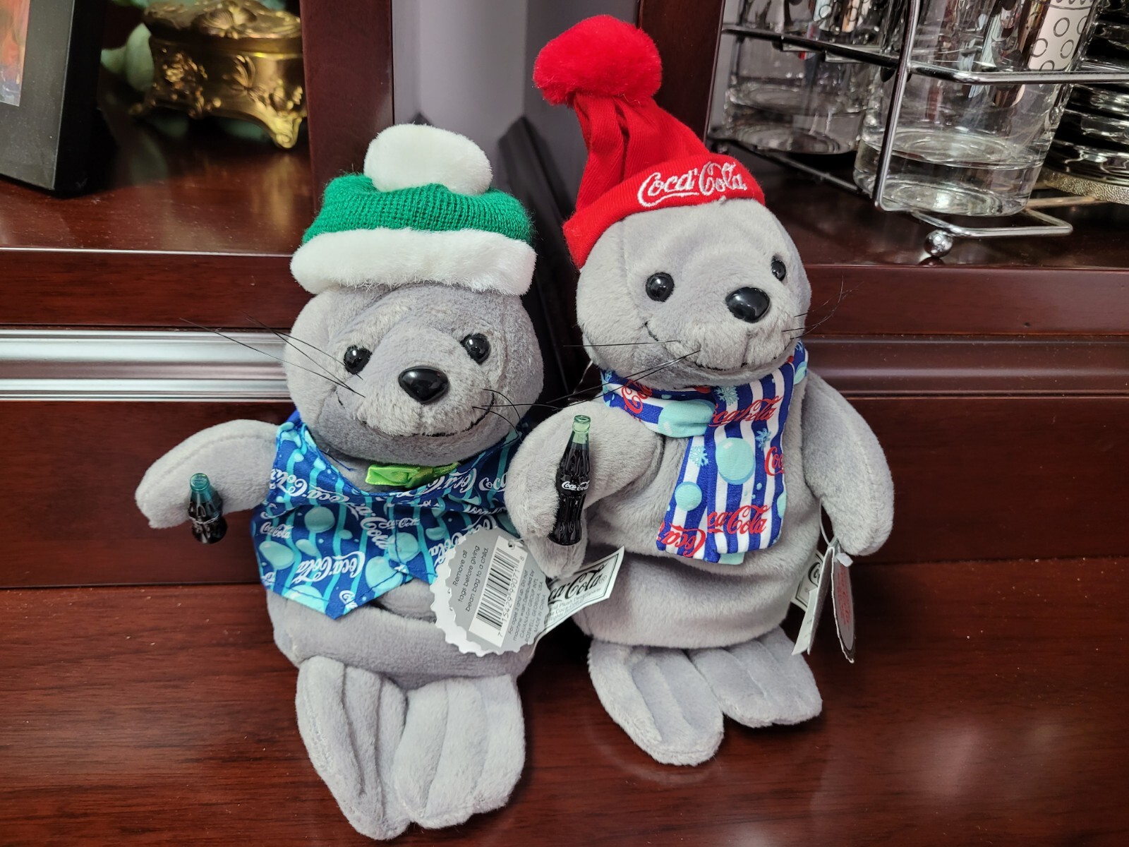 Coca Cola Seals Plush Bean Bag 9" In Vest and Scarf Stuffed Animal Toy ...