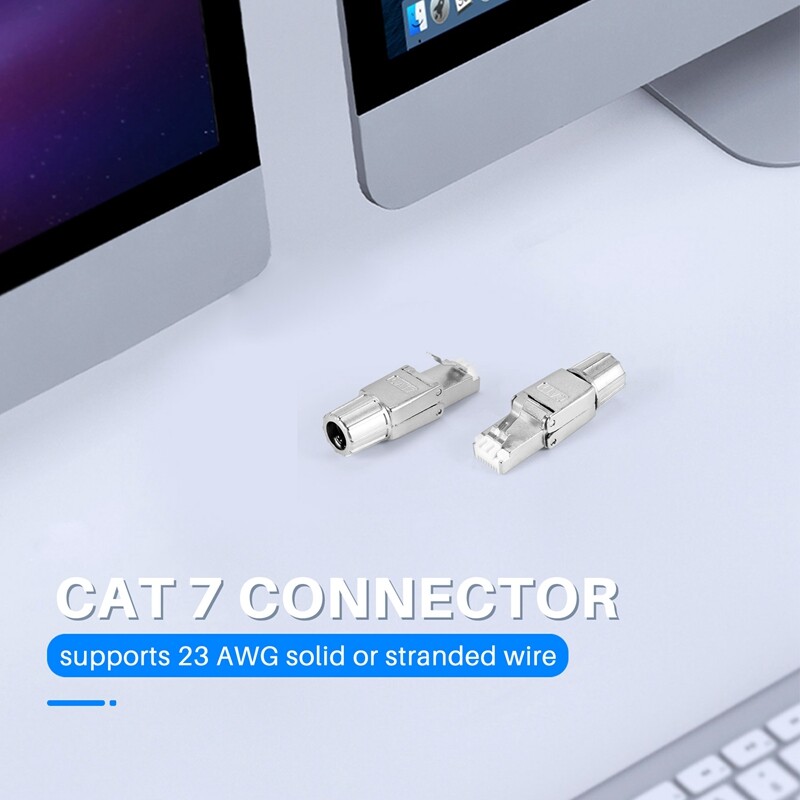 RJ45 Cat7 Connectors Tool- Reusable Shielded Ethernet Termination Plugs ...