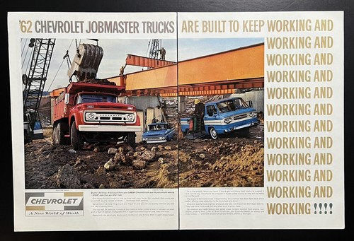 1962 Chevy Jobmaster Trucks Print Ad 20.5"x13.5" M80 Tandem Corvair 95 ...