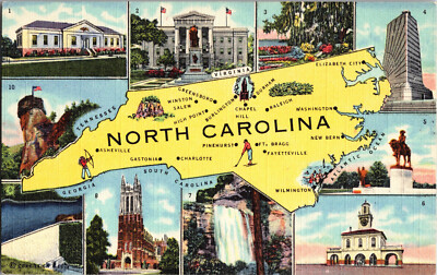 Vtg Postcard Greetings North Carolina Map and Multi View Unposted | eBay