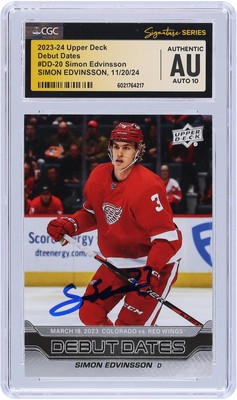 Simon Edvinsson Red Wings Signed 2023-24 Upper Deck #DD-20 CGC 10 ...