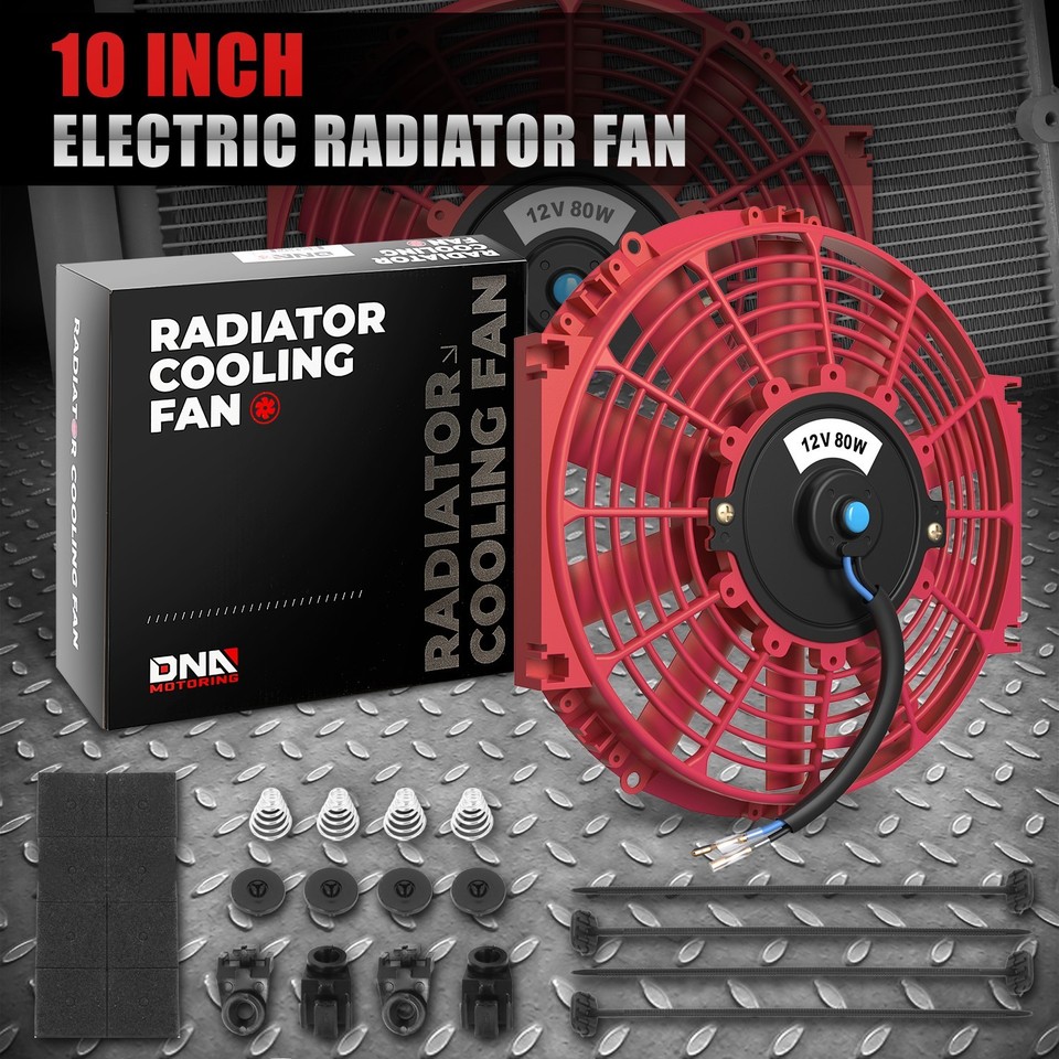2-ROW ALUMINUM RADIATOR+2X 10"FAN RED FOR 04-08 MAZDA RX-8/RX8 SE3P 13B ...