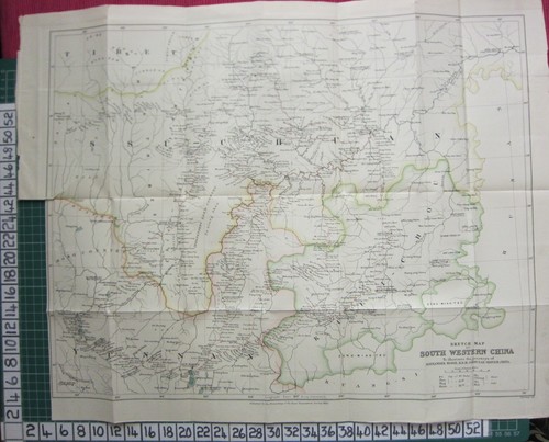 1886 DATED ANTIQUE MAP ~ SOUTH WESTERN CHINA JOURNEY HOSIE TA-LI FU PAO ...