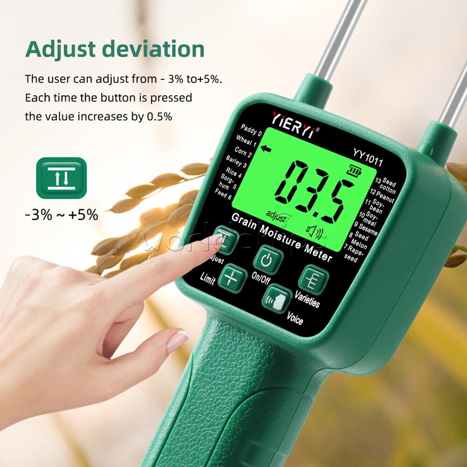 LCD Digital Moisture Meter Cereal Moisture Meter For Corn Wheat Rice ...