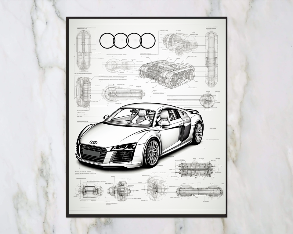 Audi R8 Poster- Audi R8 Patent Print, Audi svg, Audi R8 Art, Audi R8 ...