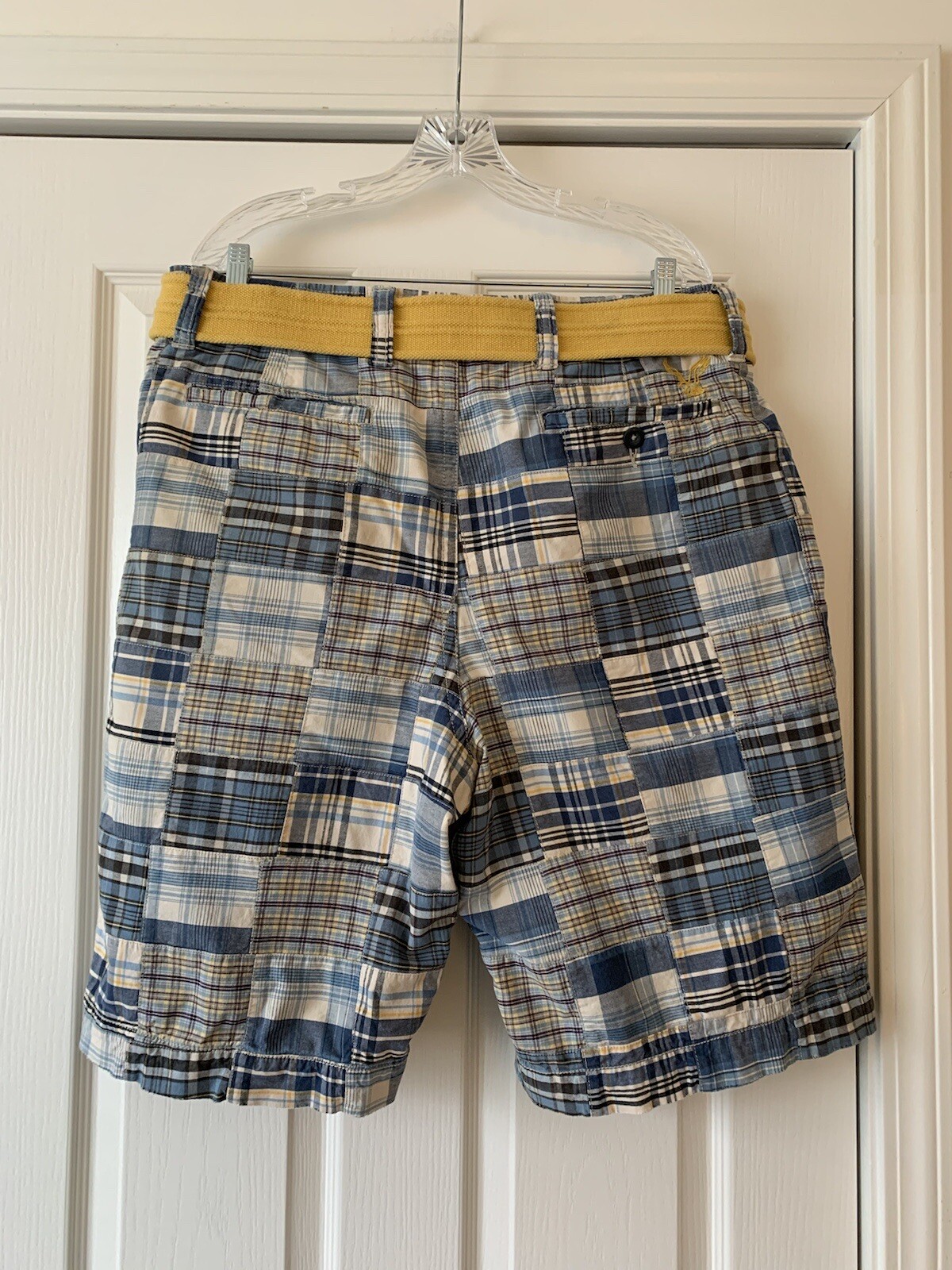 AMERICAN EAGLE SHARP PLAID COTTON ZIP FRONT SHORTS WITH BELT - SIZE 36 ...