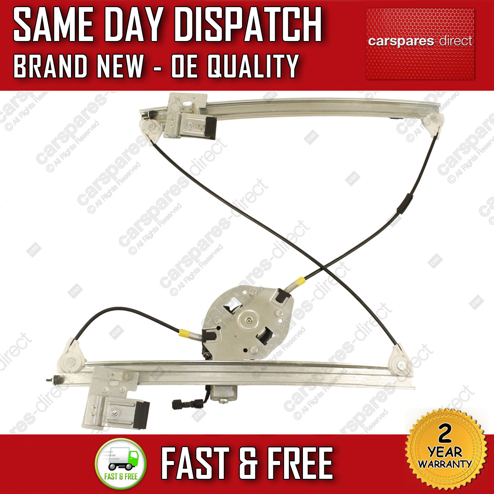 VW CADDY MK2 1995>2004 FRONT RIGHT ELECTRIC WINDOW REGULATOR WITH 2 PIN ...