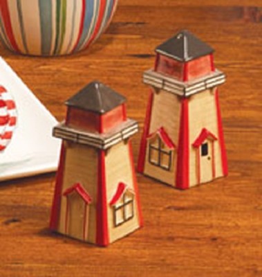 Lighthouse Salt & Pepper Shaker Set Beach Themed Gifts Ocean Ceramic ...