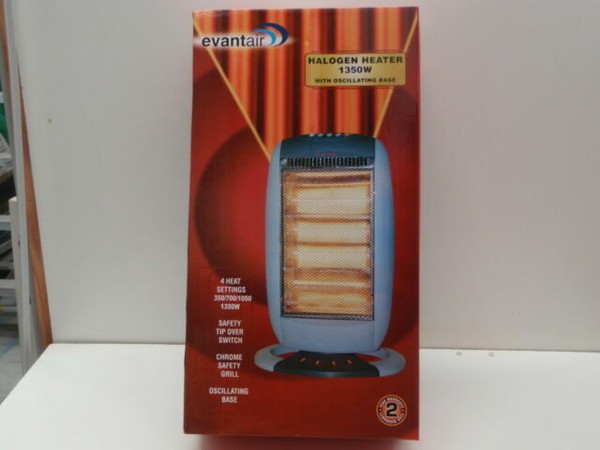 OSCILLATING HALOGEN HEATER SPACE ELECTRIC EVANTAIR 1350W HOME OFFICE ...