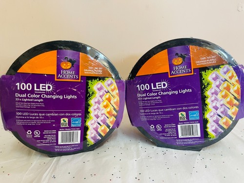 2X Halloween Home Accents 100 LED Orange/Purple Dual Color Changing ...