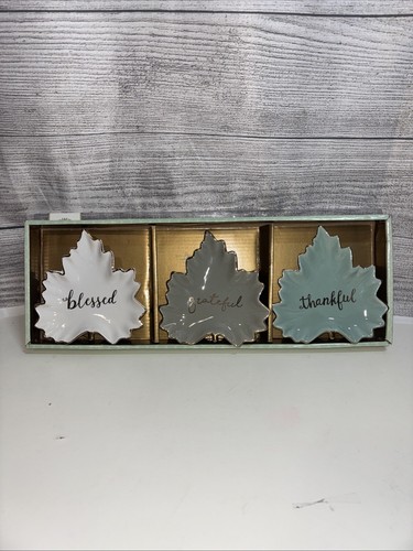 Wellesley Manor 3 Pc Harvest Decor Thankful Blessed Grateful Table ...