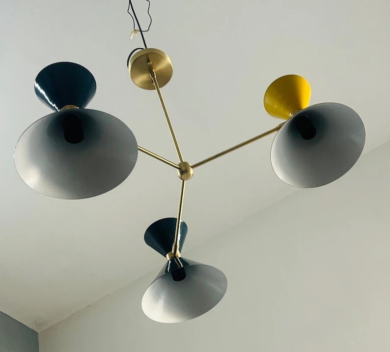 3 Arms 6 Lights Modern Sputnik Chandelier Mid Century Stilnovo Design ...