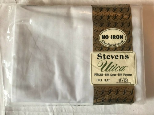 VINTAGE STEVENS UTICA FULL FLAT SHEET WHITE NO IRON MADE IN USA | eBay
