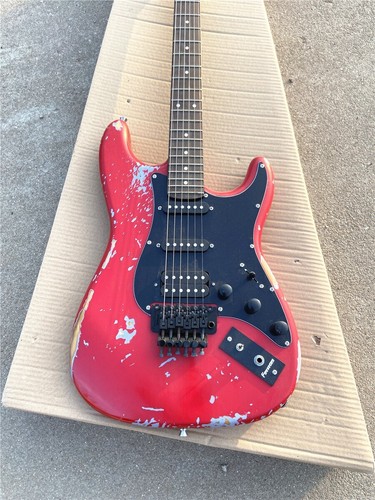 Factory Customized Red Relic Double Shake Electric Guitar Rosewood ...