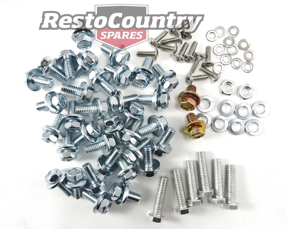 Holden Guard Panel Bolt + Nose Cone 76Pce Kit HQ HJ HX HZ Silver ZINC ...