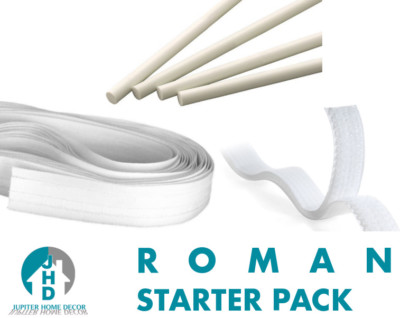 1.5M ROMAN BLIND STARTER KIT - 4 x 2M (4mm) rods, 4 x TAPE, 2 x Hook ...