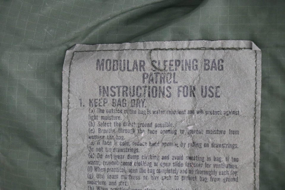 US Military OD Green Modular Patrol Sleeping Bag Sleep System ...