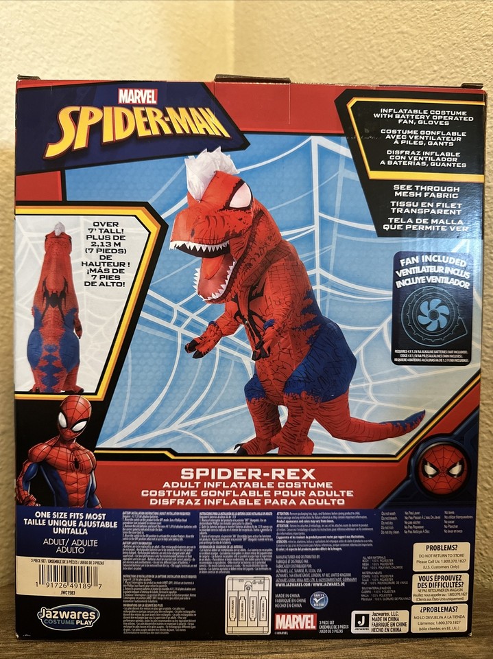 Spider-Man Spider-Rex Adult Inflatable 7ft Dinosaur Costume T-Rex ...