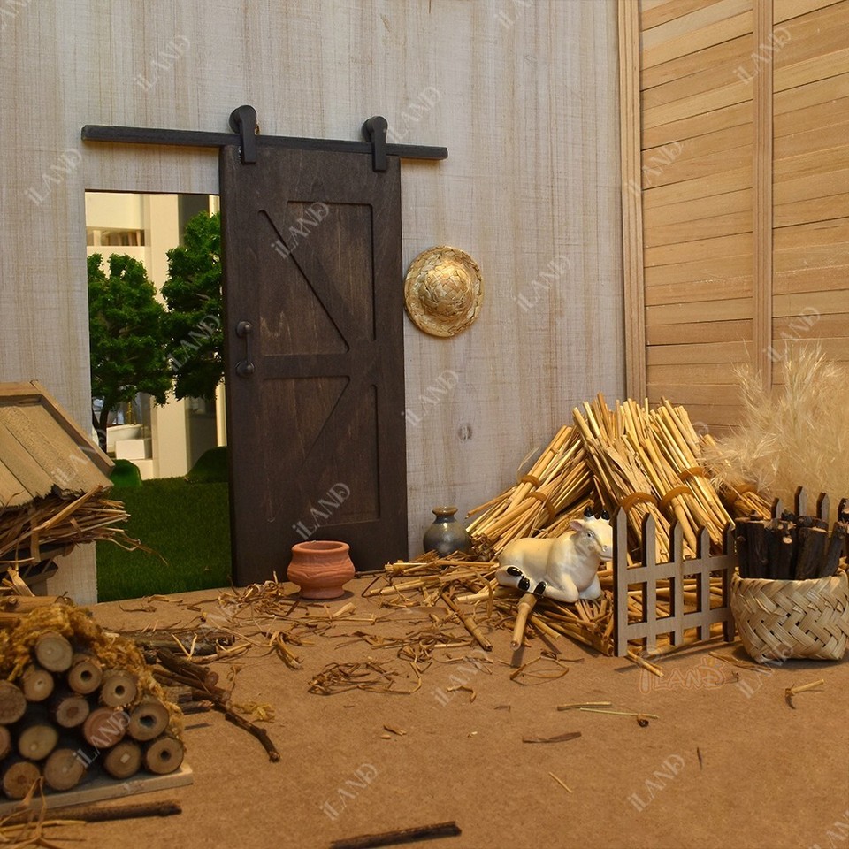 Dollhouse Miniature 1:12 Scale Farm barn Sliding Partition Door Ranch ...