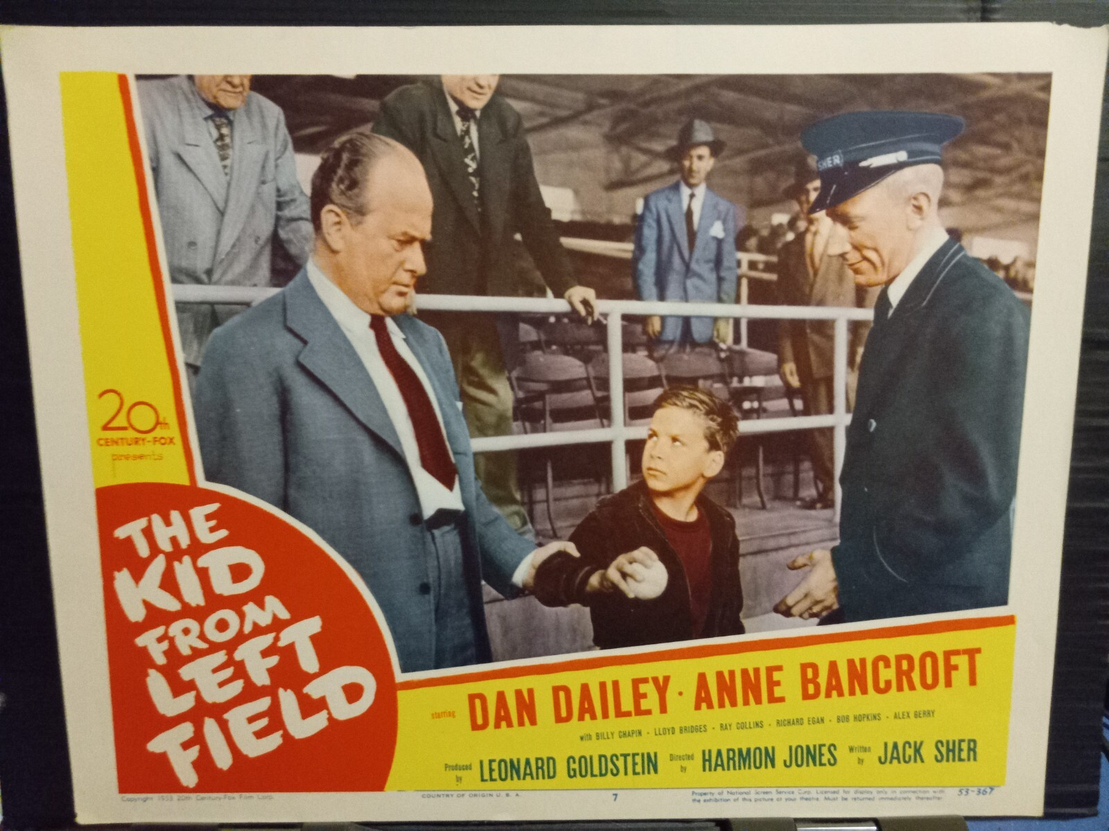 Lobby Card 1953 THE KID FROM LEFT FIELD boy Billy Chapin refuses give ...