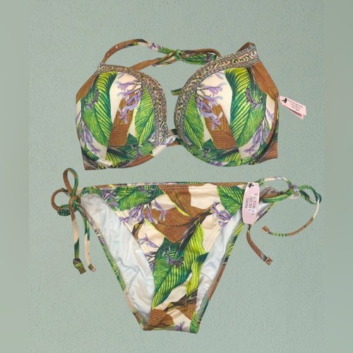 Victoria’s Secret Tropical Angel Halter Bikini Set 34D Top Medium ...