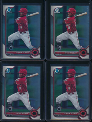 Lot of (4) VICTOR ACOSTA 2022 Bowman Chrome Draft REDS Rookie Card RC ...