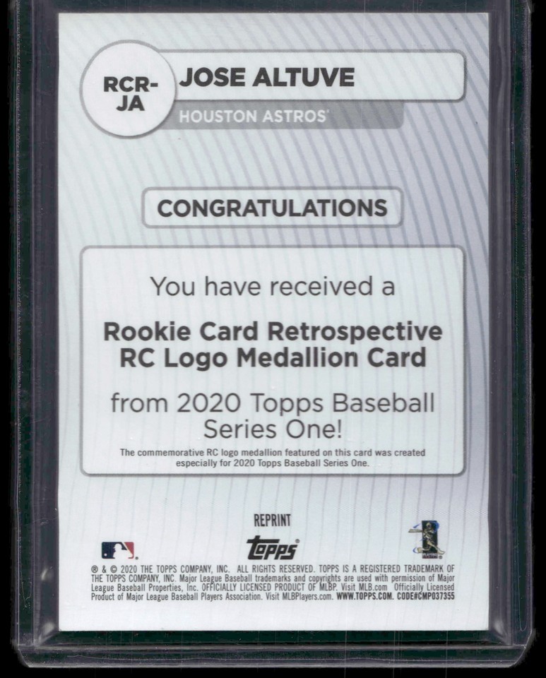2020 Topps #RCR-JA Jose Altuve Rookie Card Retrospective RC Logo ...