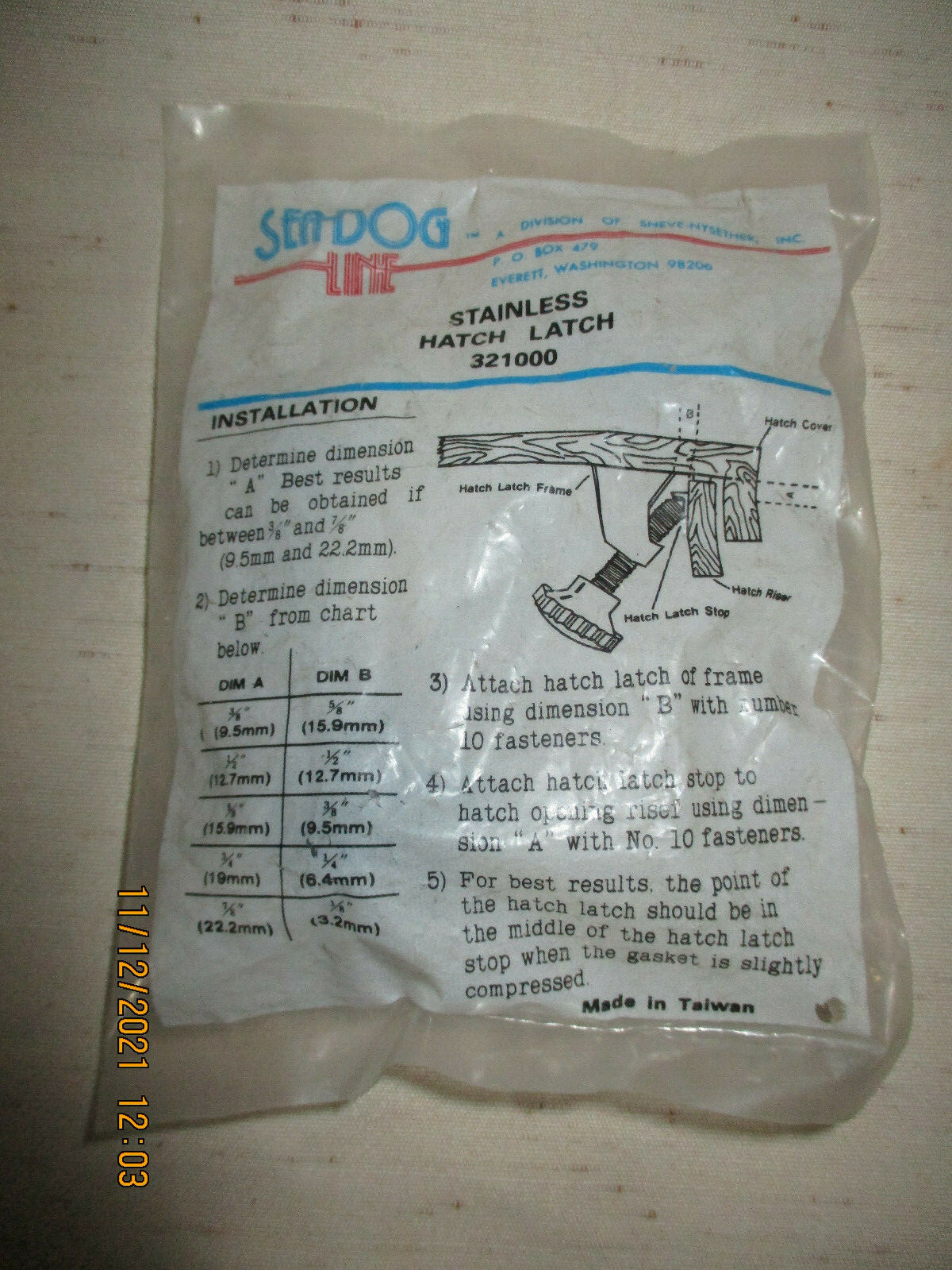 SEADOG LINE STAINLESS HATCH LATCH 321000 1 PAIR(2) | eBay