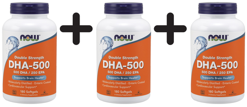 3 x NOW Foods DHA-500, Double Strength 500 DHA / 250 EPA - 180 (259,24 ...