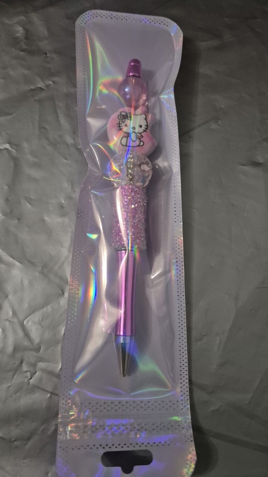 Cute Pink Kawaii Kitty Ballpoint Pen | Sparkly Beads | Gift for Girls ...